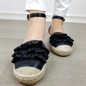 Shoes | Cutest Sparkly Black Espadrille Ruffle Sandals | Poshmark